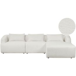 Beliani Ecksofa Cremeweiß Bouclé L-förmig 3-Sitzer Sofa mit Chaiselongue Linksseitig Wohnzimmermöbel Modern Wohnzimmer Ausstattung Wohnecke Sitzecke