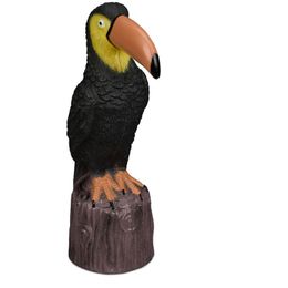 Relaxdays - Gartenfigur Vogel, hbt: 35 x 10 x 19 cm, zum Hinstellen, Kunststoff, wetterfeste Gartendeko, schwarz/braun