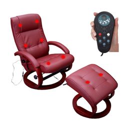 MCW Relaxsessel mit Hocker und Massagefunktion Kunstleder, bordeaux
