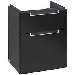 Villeroy & Boch Villeroy und Boch Villeroy & Boch Subway 2.0 Waschtisch-Unterschrank A90700PD 48,5x59x38cm, 2 Auszüge, Griff silbermatt, black matt lacquer