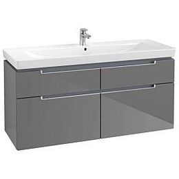 Villeroy & Boch Villeroy und Boch Villeroy&Boch Subway 2.0 XL Waschtischunterschrank A91600FP,128,7x59x44,9cm,Glossy Grey,Griff silber