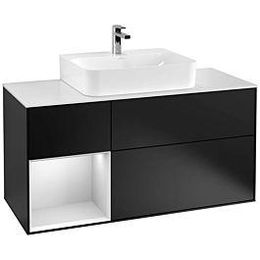 Villeroy & Boch Villeroy und Boch Finion Waschtischunterschrank F161MTPD 120cm, Abdeckplatte white matt, Regal links White matt lacquer, Black matt lacquer