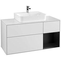 Villeroy & Boch Villeroy und Boch Finion Waschtischunterschrank F171PDMT 120cm, Abdeckplatte white matt, Regal rechts Black matt lacquer, White matt lacquer