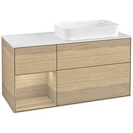 Villeroy & Boch Villeroy und Boch Finion Waschtischunterschrank G271PCPC 120cm, Abdeckplatte white matt, Emotion, Regal links Oak Veneer, Oak Veneer