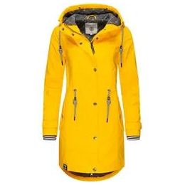 Regenjacke PEAK TIME "L60042" Gr. S (36), gelb (dottergelb) Damen Jacken stylisch taillierter Regenmantel für