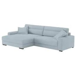 Ecksofa Inosign "Marcello" Sofas Gr. B/H/T: 310cm x 90cm x 184cm, Cord, Bettfunktion rechts-Recamiere links, blau (stripes 8624 grau) inklusive EasyBett und Bettkasten