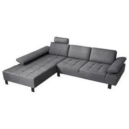 Ecksofa Alina "Royce" Sofas Gr. B/H/T: 296cm x 103cm x 223cm, Struktur fein XBO, Recamiere links, grau (anthrazit xbo 9) inklusive Sitztiefenverstellung, 296 cm breit