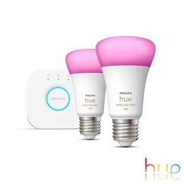 Philips Hue White & Color Ambiance 2er Starter Set mit Bridge, LED E27, 11 Watt, 8719514291492,