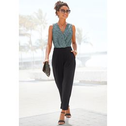 Overall Lascana Gr. 34, N-Gr, grün (grün, schwarz) Damen Overalls mit überlappendem Oberteil, eleganter Jumpsuit, Business-Look Bestseller