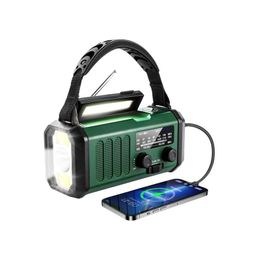 Lippa FM emergency radio hand crank solar panel compass 10.000 mAh power bank Green - AM/FM - Mono - Grün