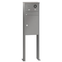 Renz Tetro freistehender Brief- & Paketkasten mit Sprech- & Kameravorbereitung mit Fu&szlig;platten - GIRA TX 44 Modul 67 x 67 mm