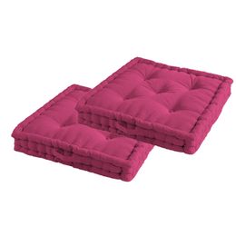 Dynamic24 2x Sitzkissen Stuhlkissen Auflagen Bankauflage 60 x 60 x 10cm fuchsia