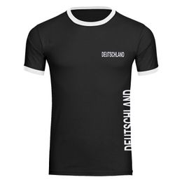 multifanshop® Kontrast T-Shirt - Deutschland - Brust & Seite - Druck weiß