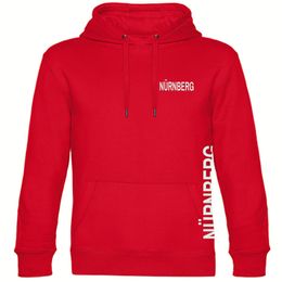 multifanshop Kapuzen Sweatshirt - N&uuml;rnberg - Brust & Seite - Druck wei&szlig; - Hoodie