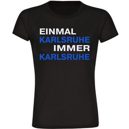 multifanshop® Damen T-Shirt - Karlsruhe - Einmal Immer - Druck blau