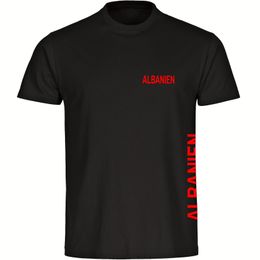 multifanshop® Herren T-Shirt - Albanien - Brust & Seite - Druck rot