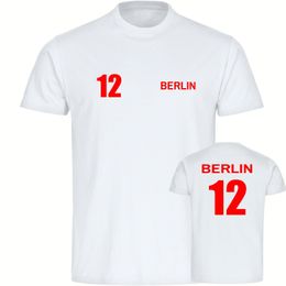 multifanshop® Kinder T-Shirt - Berlin rot - Trikot 12 - Druck rot