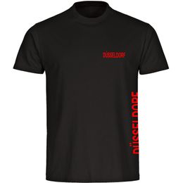 multifanshop® Herren T-Shirt - Düsseldorf - Brust & Seite - Druck rot