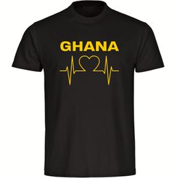 multifanshop® Herren T-Shirt - Ghana - Herzschlag - Druck gelb