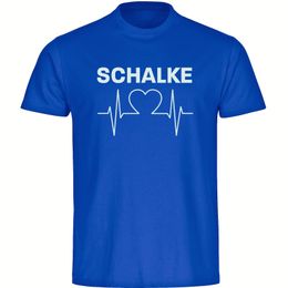 multifanshop® Herren T-Shirt - Schalke - Herzschlag - Druck weiß