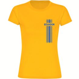 multifanshop® Damen T-Shirt - Ecuador - Streifen - Druck blau