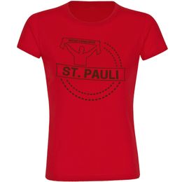 multifanshop® Damen T-Shirt - St. Pauli - Meine Fankurve - Druck braun