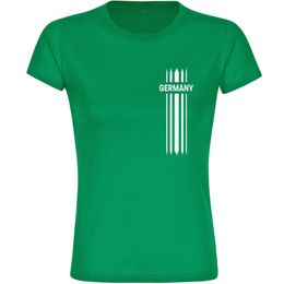 multifanshop® Damen T-Shirt - Germany - Streifen - Druck weiß