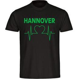 multifanshop® Herren T-Shirt - Hannover - Herzschlag - Druck grün