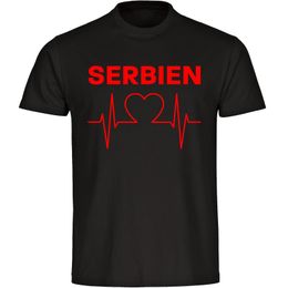 multifanshop® Kinder T-Shirt - Serbien - Herzschlag - Druck rot