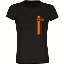 multifanshop® Damen T-Shirt - Holland - Streifen - Druck orange