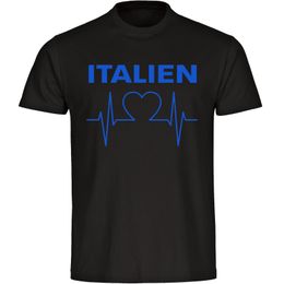 multifanshop® Herren T-Shirt - Italien - Herzschlag - Druck blau