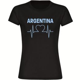 multifanshop® Damen T-Shirt - Argentina - Herzschlag - Druck hellblau