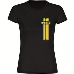 multifanshop® Damen T-Shirt - Ukraine - Streifen - Druck gelb