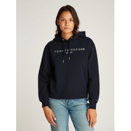 Kapuzensweatshirt Tommy Hilfiger "MDRN REG CORP LOGO HOODIE" Gr. M (38), blau (dunkelblau) Damen Sweatshirts mit gesticktem Logo-Schriftzug