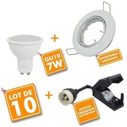 10 x weißer schwenkbarer Einbaustrahler komplett led 7W eq 60W Température de Couleur: Blanc chaud 2700K