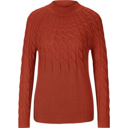 Heine Damen Stehkragenpullover mit Zopfmuster rostrot, Gr&ouml;&szlig;e 50