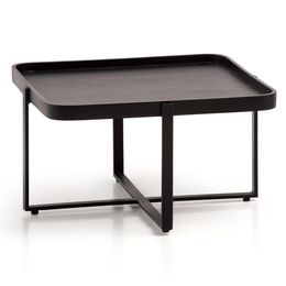 Wohnling Couchtisch Sofatisch Massivholz Schwarz 65x65x35 cm Wohnzimmertisch