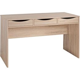 FineBuy - Schreibtisch massa 120 cm, Design Büro-Tisch in Sonoma Eiche, Moderner Computer-Tisch mit 3 Schubladen und Stauraum, Platzsparender