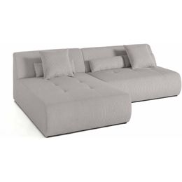 Onyx - 4-sitzer modulares ecksofa beidseitig montierbar - cord - hellgrau