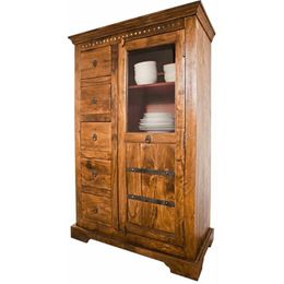 Massivmöbel24 Vitrine Akazie 95x45x147 honig lackiert oxford 0417 - hellbraun