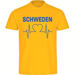 multifanshop® Herren T-Shirt - Schweden - Herzschlag - Druck blau