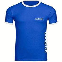 multifanshop® Kontrast T-Shirt - Hamburg - Brust & Seite - Druck weiß