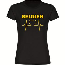 multifanshop® Damen T-Shirt - Belgien - Herzschlag - Druck gelb