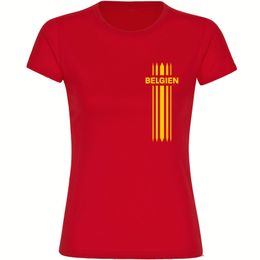 multifanshop® Damen T-Shirt - Belgien - Streifen - Druck gelb