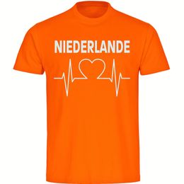 multifanshop® Herren T-Shirt - Niederlande - Herzschlag - Druck weiß