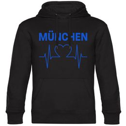 multifanshop® Kapuzen Sweatshirt - München blau - Herzschlag - Druck blau