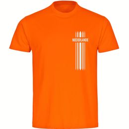 multifanshop® Herren T-Shirt - Niederlande - Streifen - Druck weiß