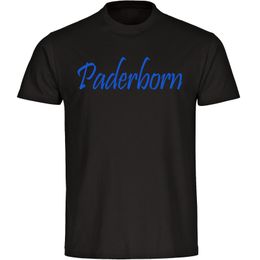 multifanshop® Kinder T-Shirt - Paderborn - Schriftzug - Druck blau