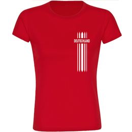 multifanshop® Damen T-Shirt - Deutschland - Streifen - Druck weiß