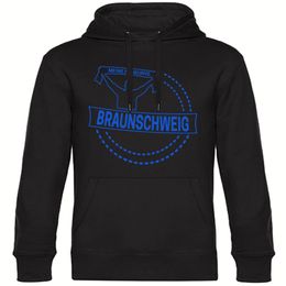 multifanshop® Kapuzen Sweatshirt - Braunschweig - Meine Fankurve - Druck blau